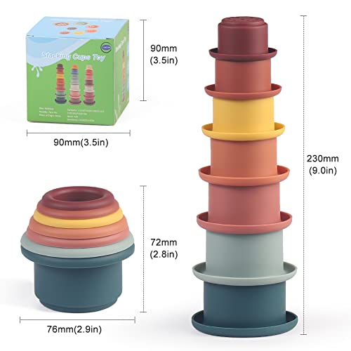 J QUATTUOR Stacking Cups Bath Toy for Babies, Toddlers,7PCS, Stackable Nesting Cups Toy for Kids, Early Educational Montessori Toy Gift for Boys Girls, 6+ Months