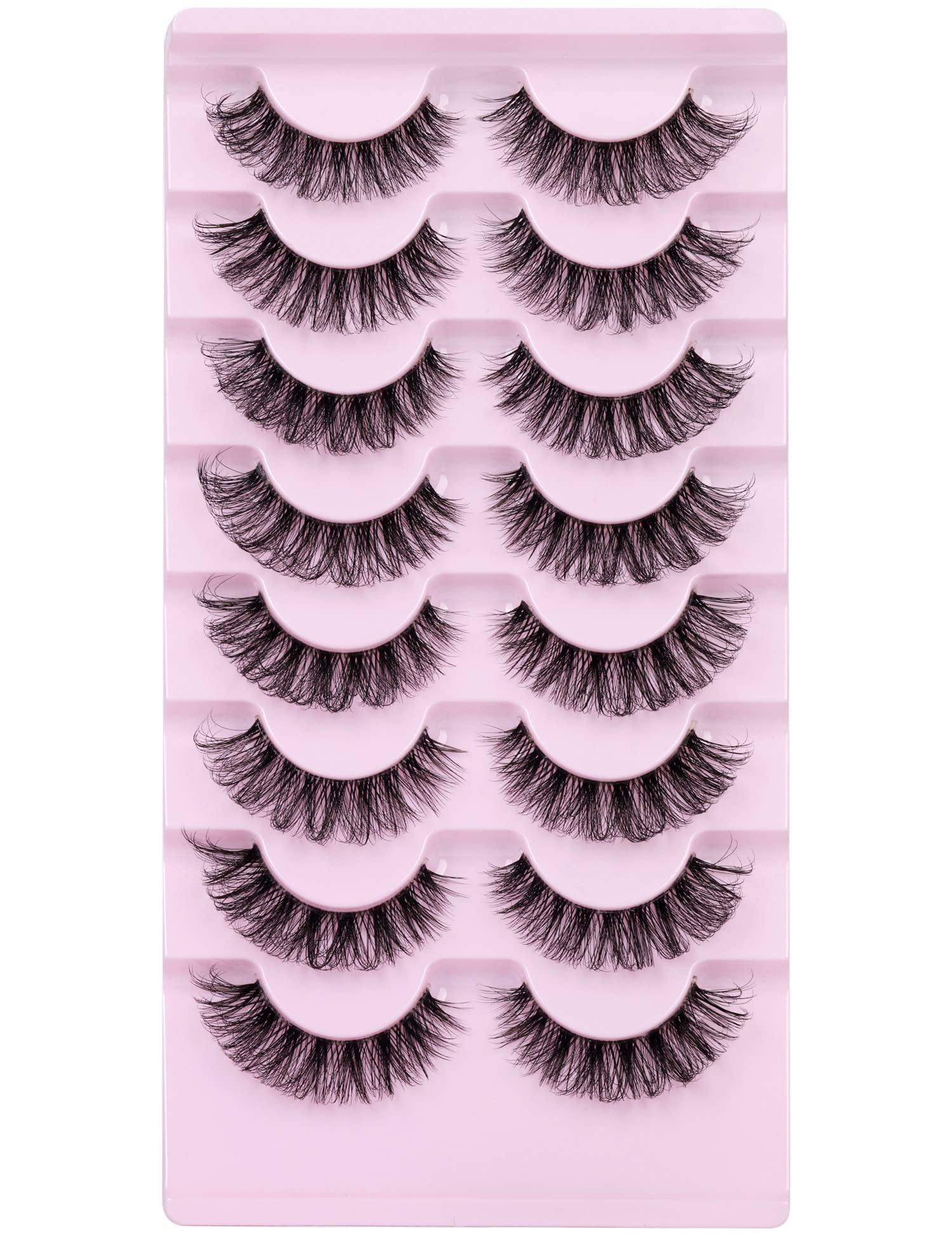 Natural Lashes That Look Like Extensions Mink False Eyelashes Fluffy Fake Eyelashes 5D Volume 16mm Cat Eye Lashes by EYDEVRO (Clear Band)