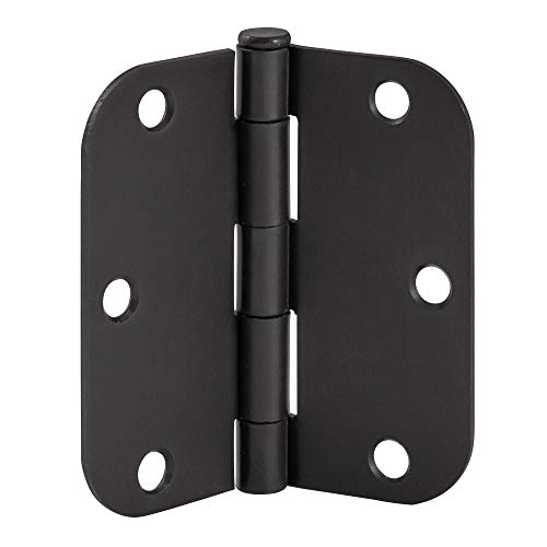 Door Hinges for Interior Doors 3-Pack 3-1/2-inch x 3-1/2-inch, Design House 5/8-inch Radius Steel Door Hinge Door Hardware, Matte Black, 188904