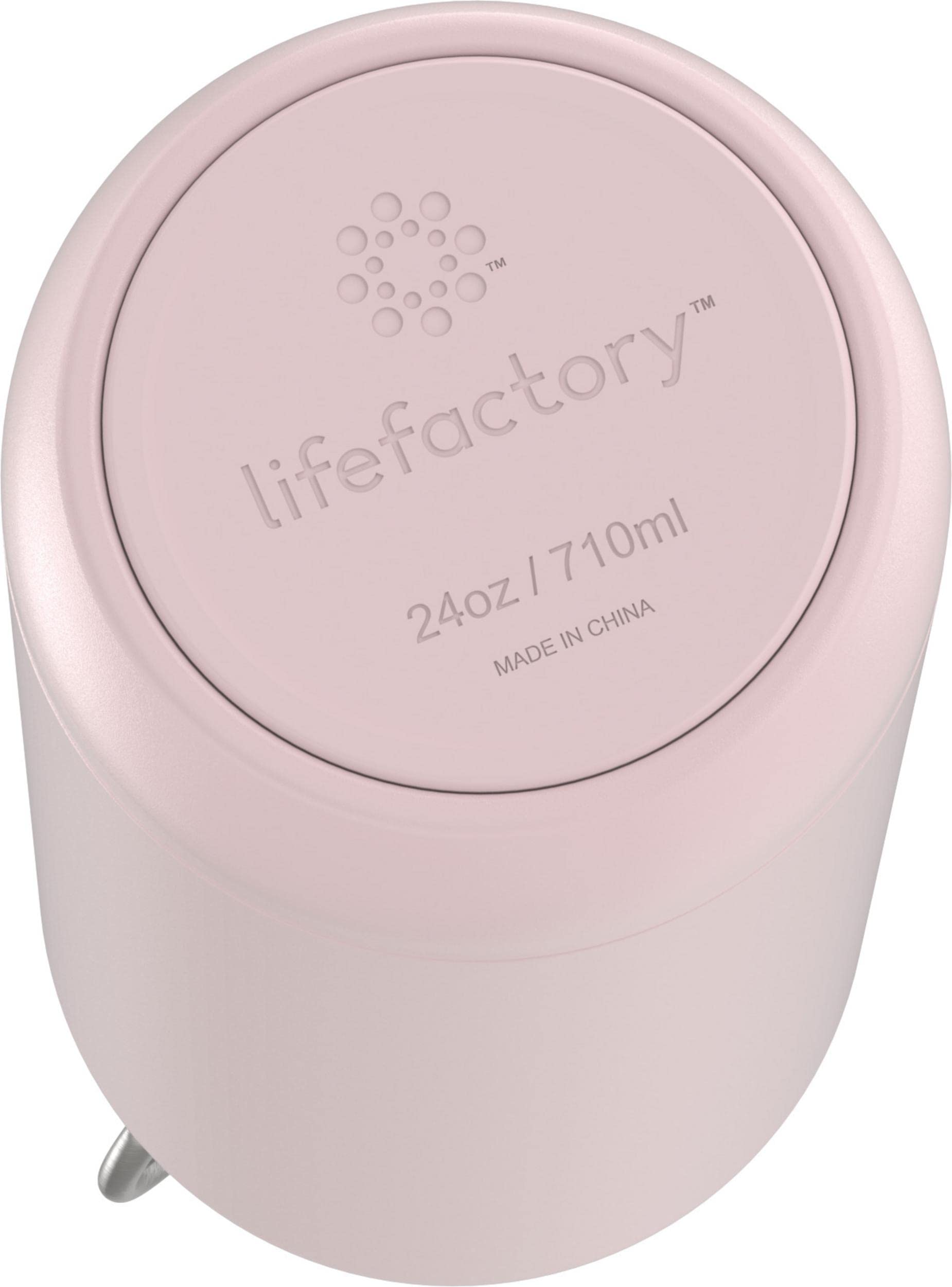 LIfeFactory Stainless Steel Vacuum-Insulated Sport Bottle, 24 Ounce, Desert Rose