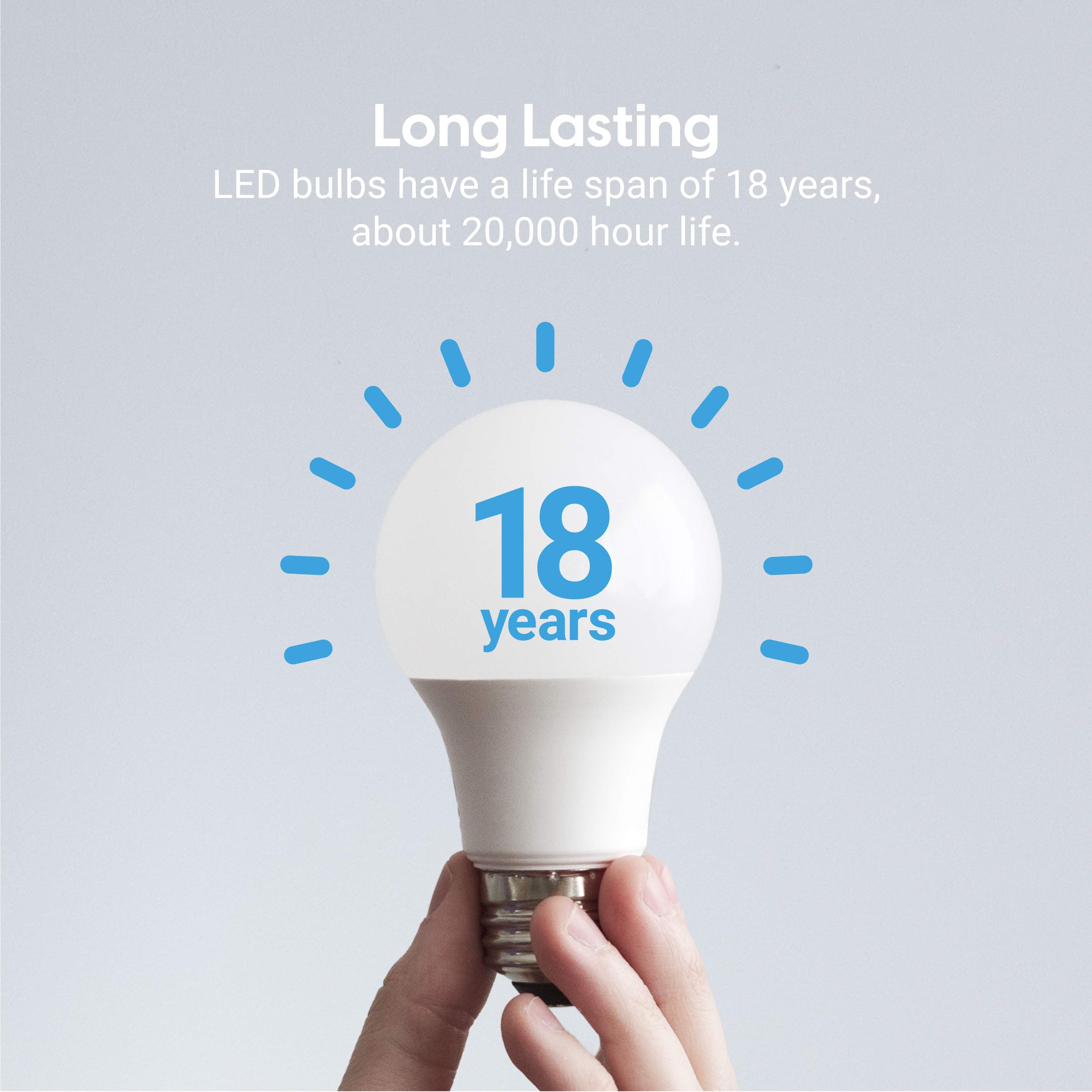 IRIS USA Non-Dimmable A19 LED Light Bulb with 20,000 Hours (18 Years) Life Span, 5000K 9W (60W Equivalent), Daylight, 4 Pack