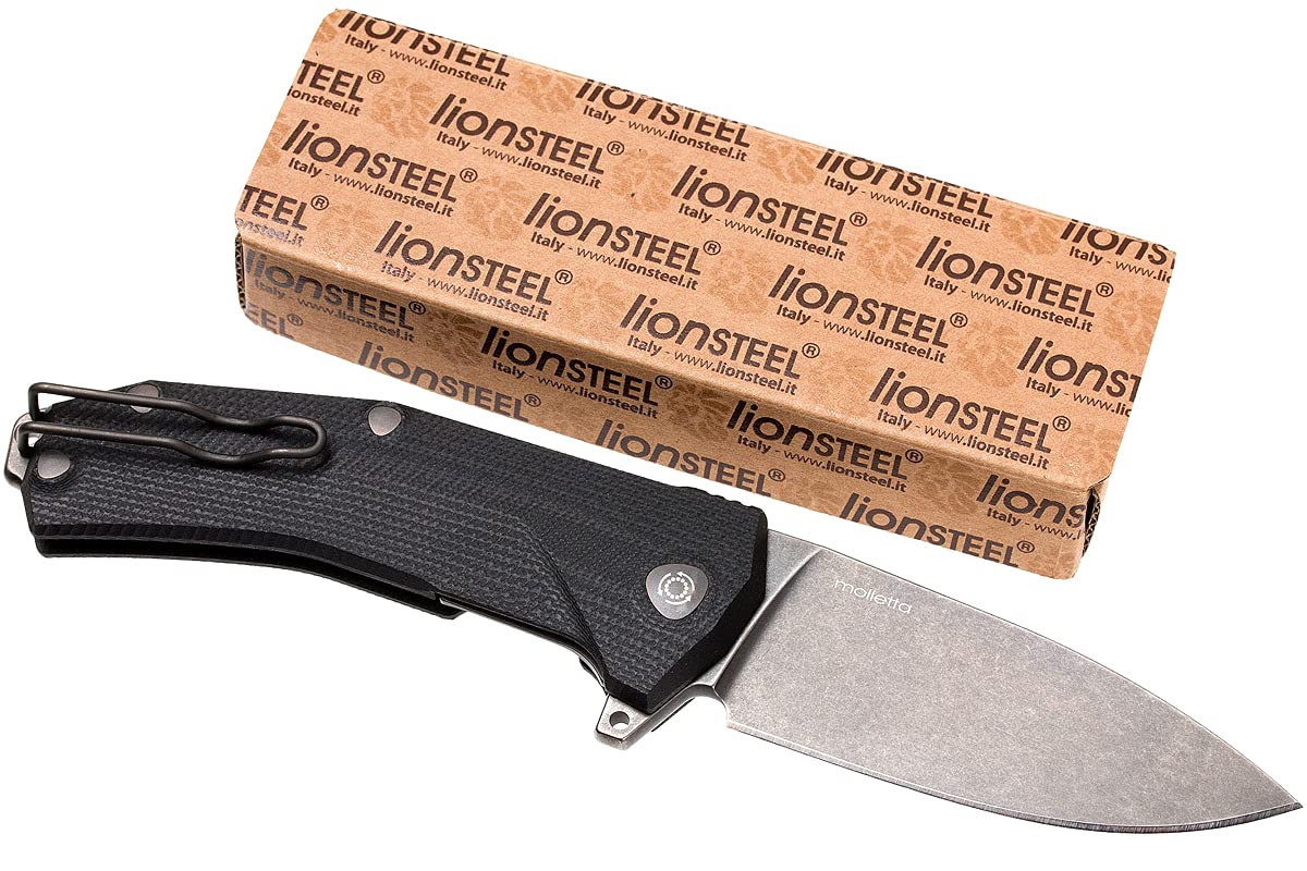 LionSTEEL KUR Folding EDC Pocket Knife, Full Sized Folder, Sleipner Steel Blade, G10 Handles – Lightweight Daily Carry Tool, Black G10 Black Blade