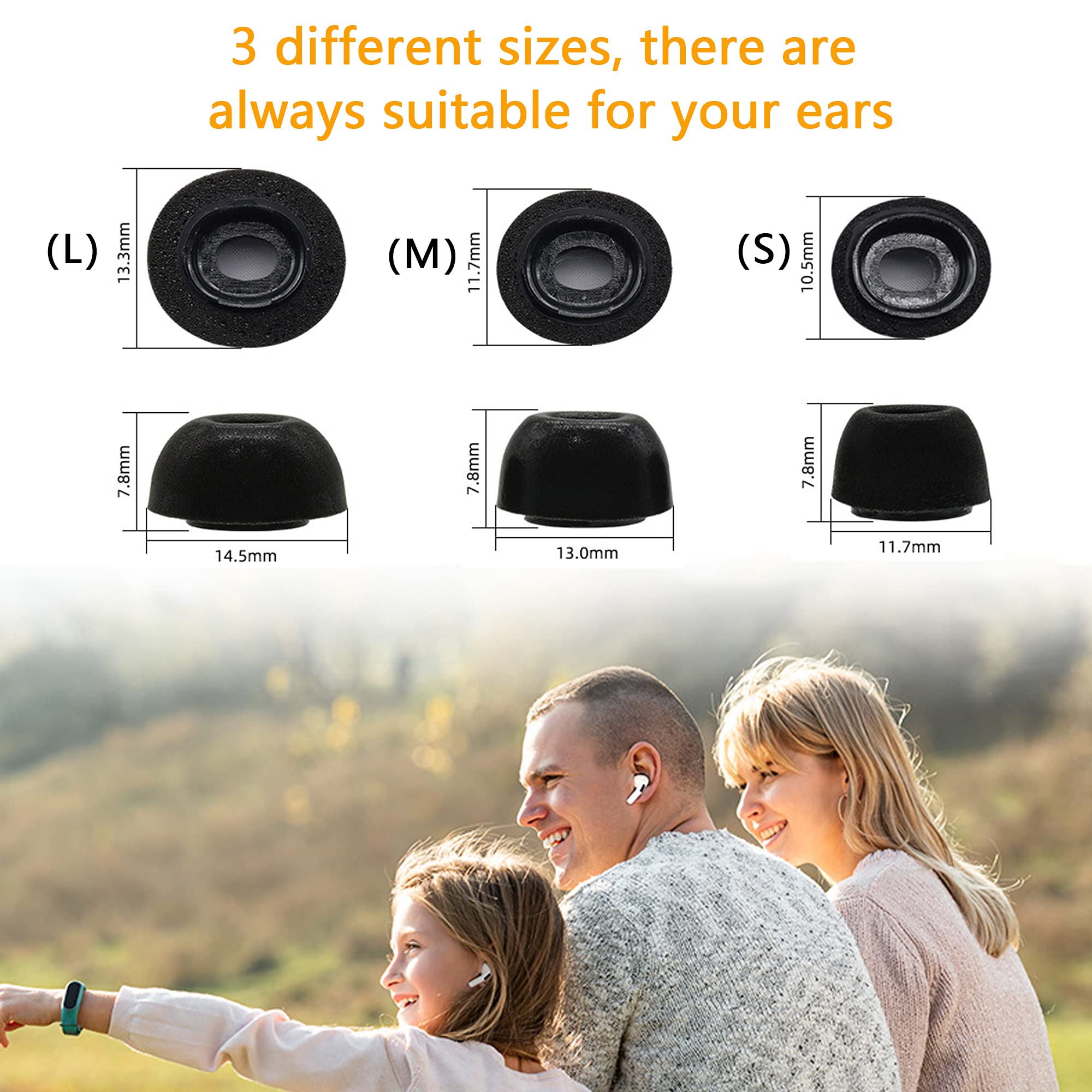 KASOTT Memory Foam Ear Tips for AirPods Pro 1st & 2nd Gen, Replacement Ear Tip Premium Memory Foam Earbud Tips, Perfect Noise Reduction, Ultra-Comfort, Anti-Slip Eartips, Fit in The Charging Case