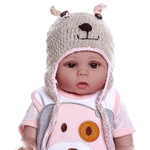 SGTD Silicone Baby Doll, 18-Inch Silicone Dolls, Handmade Silicone Realistic Girl Dolls, E