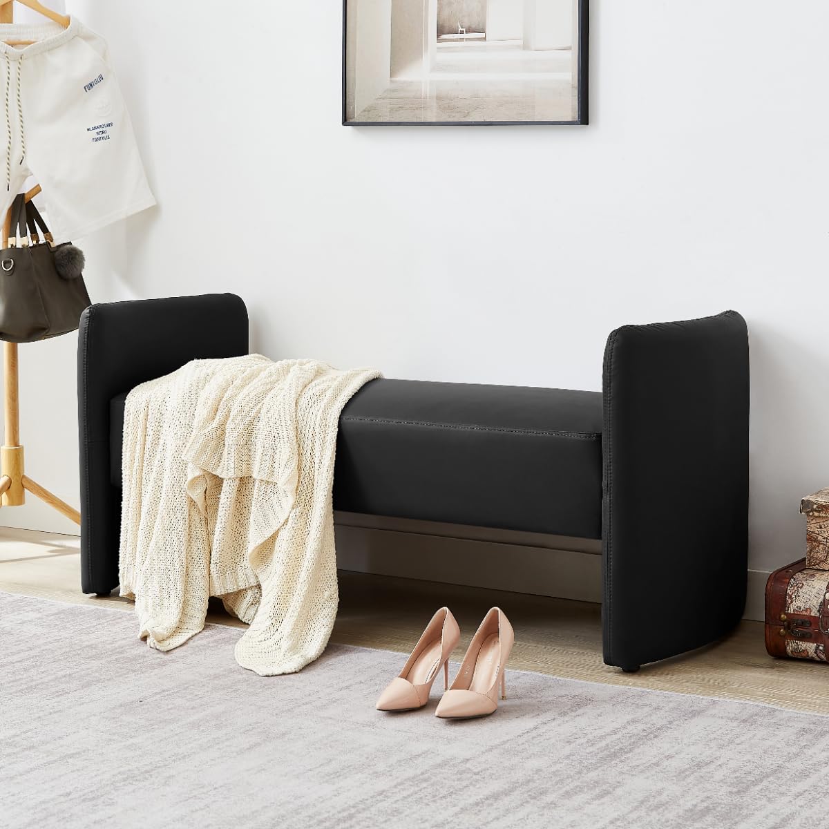 Rukasto Chic Rectangular Stool - Practical Sofa Stool for Bedroom & Living Room