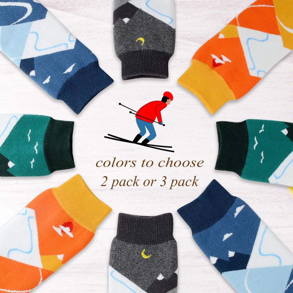 FanNicoo 3 Pack Kids Ski Socks OTC Warm Soft Non-Slip Cuff Winter Skiing Outdoor for Girls Boys(Orange+Gray+Blue), Medium
