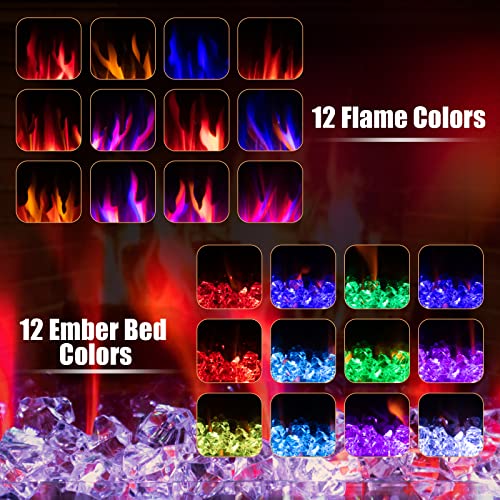 GOFLAME 50 Inch Electric Fireplace, Recessed & Wall-Mounted Fireplace Heater with Touch Panel, APP Control, Remote Control, 12H Timer, Adjustable Flame Color and Brightness, Overheat Protection