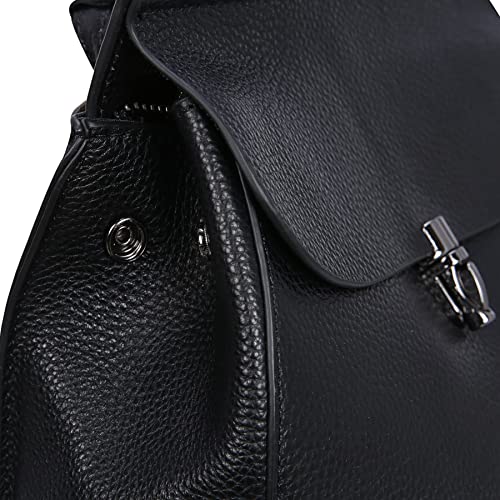 HESHE Leather Backpack for Women Fashion Casual Backpack Purse (Black-L156)