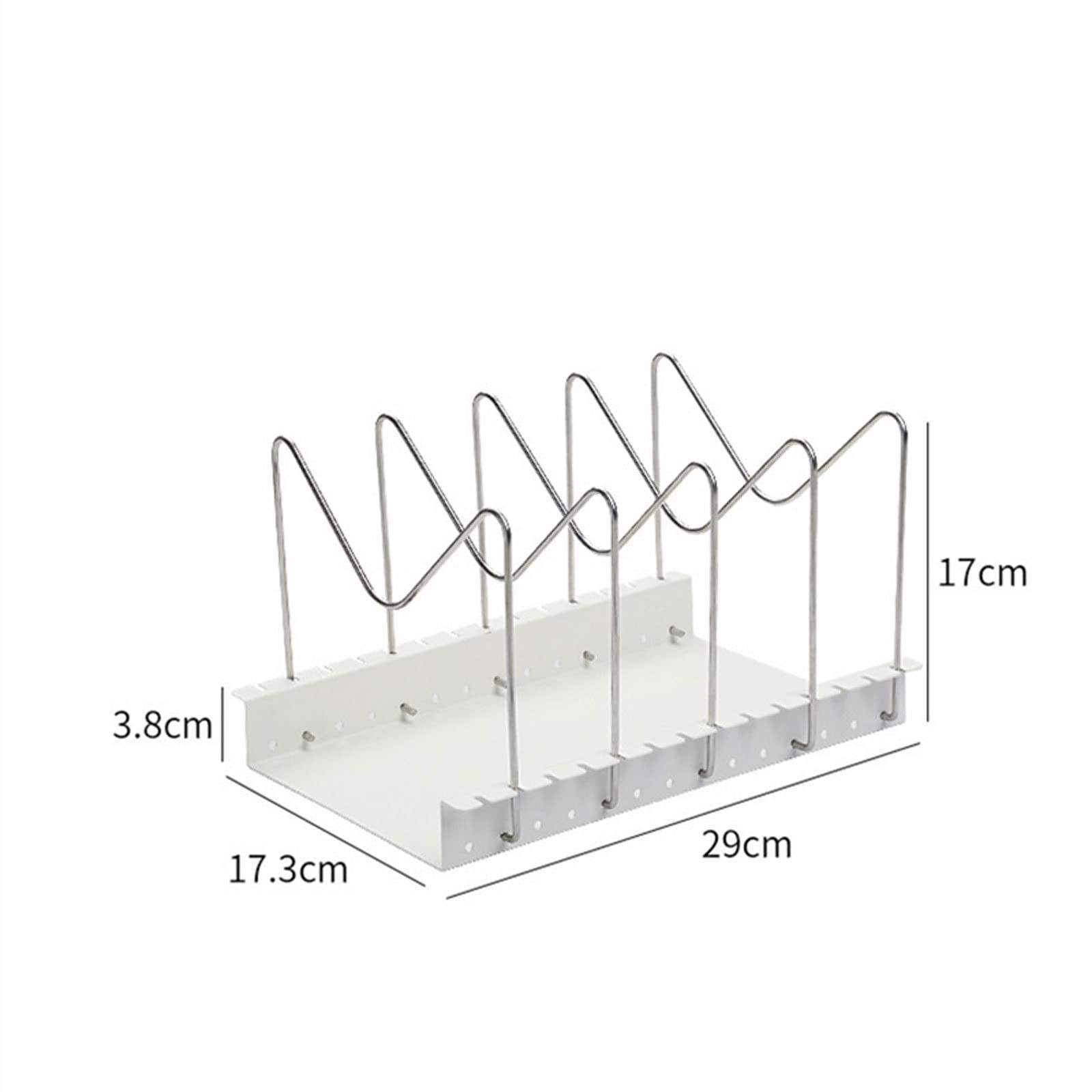 EXECAB Dish Rack Metal Pan Pot Lid Organizer Adjustable Dish Rack Drainer Cutting Board Holder Cookware Stand Holder Kitchen Cabinet Storage Pan (Color : White)