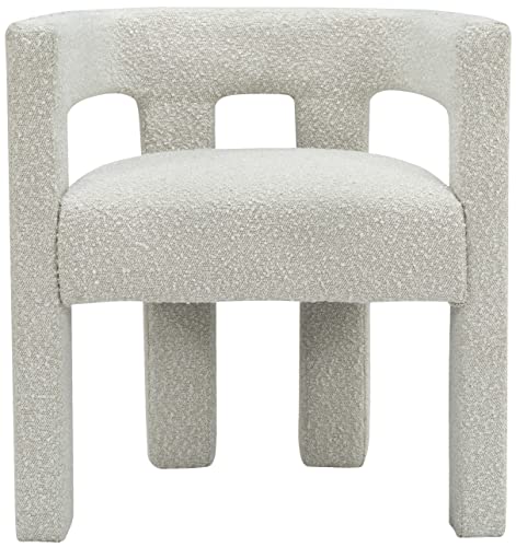 Meridian Furniture Athena Collection Modern | Contemporary Boucle Fabric Upholstered Accent | Dining Chair, 25" W x 21" D x 27" H, Cream