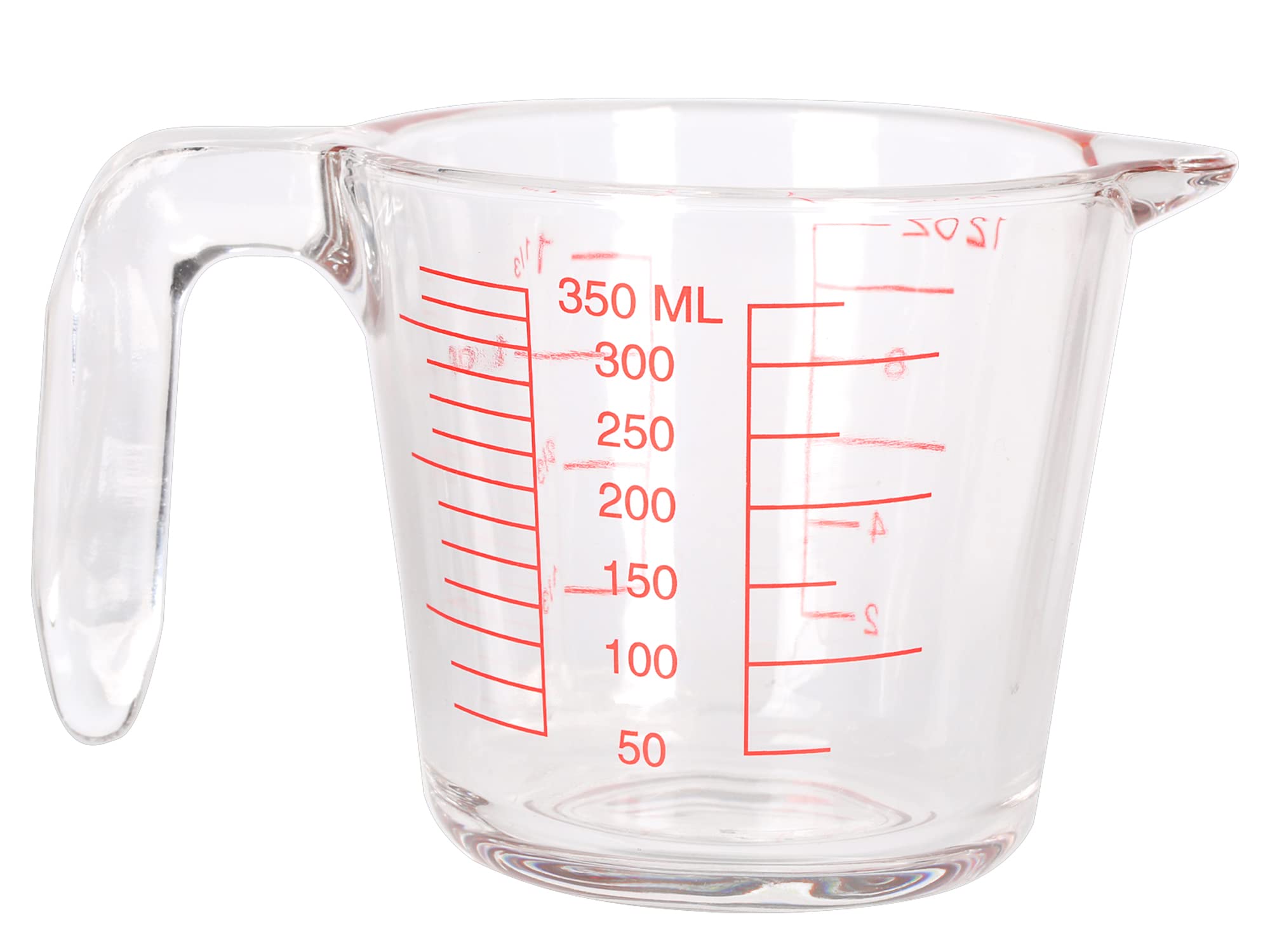 DOTINGHUX 12 oz Measuring Cup 1½ Cup Glass, Clear, Red