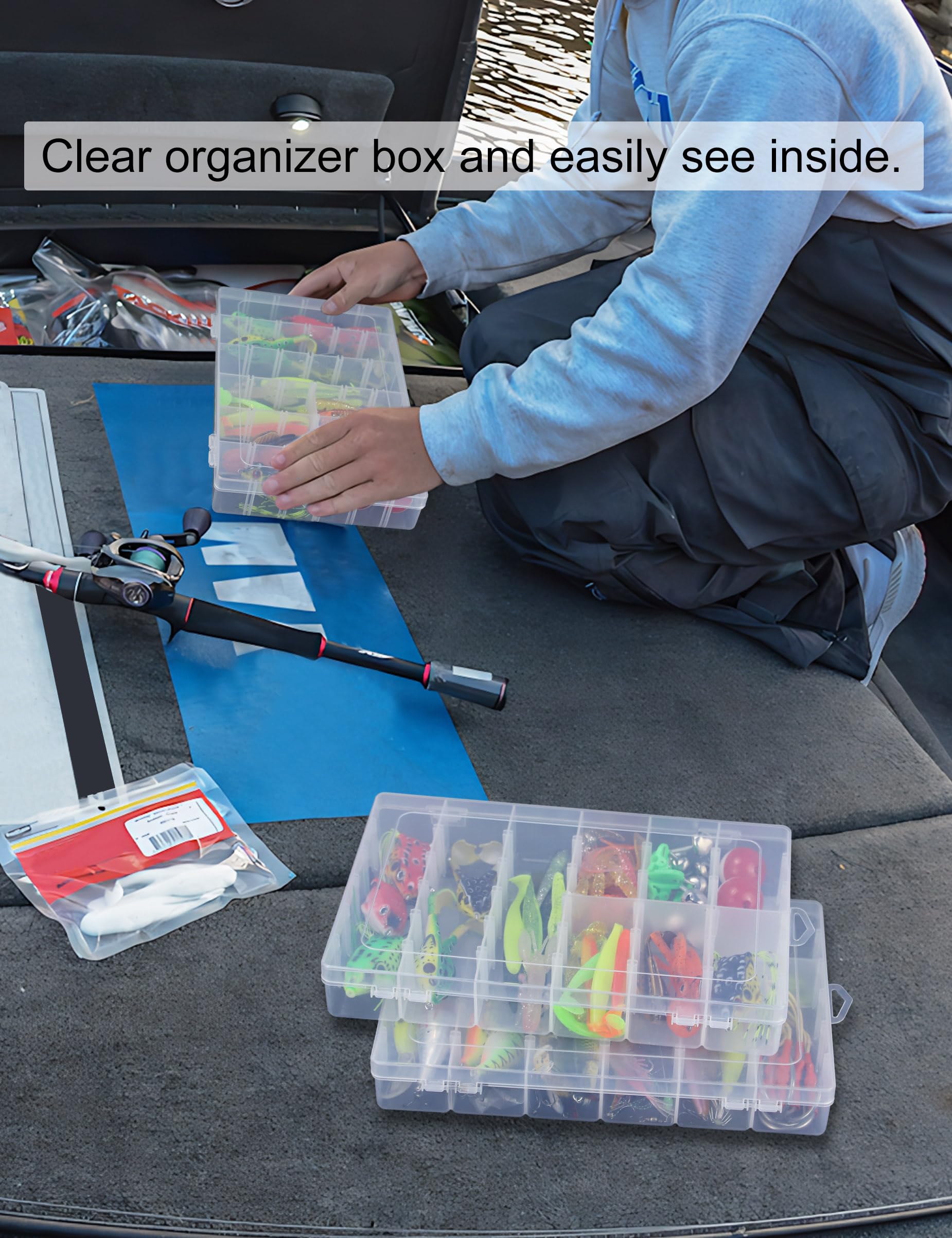 Tnqhuq Bead Organizer 36 Grid Organizer Box Plastic Bead Storage Containers Jewelry Storage Organizer Clear Compartment Craft Organizer Box with Dividers