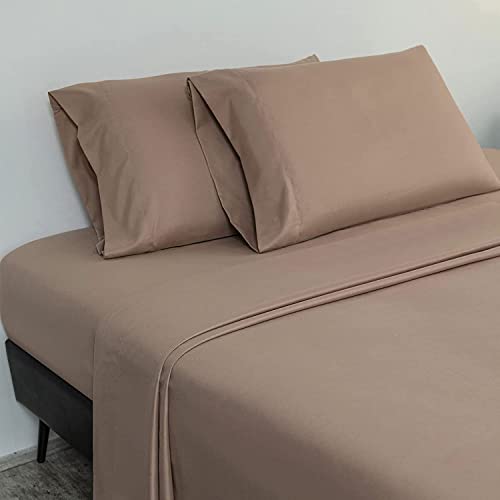 ORIENT Microfiber King Sheets Set,Hotel Luxury Soft Microfiber Bed Sheets Set,Extra Easy Fit Home Sheet Set, Wrinkle, Fade, Deep Pocket Fitted Sheet,Bedding Flat Sheet, Pillow Cases (Beige, 4-Piece)