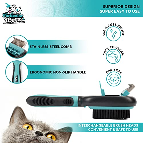 Paticular Petz Cat Brush 5-in-1 Set Cat Brushes for Indoor Cats - Cat Brush for Shedding, Dematting Comb, Bristle & Pin Brush, Massage Brush & Bag