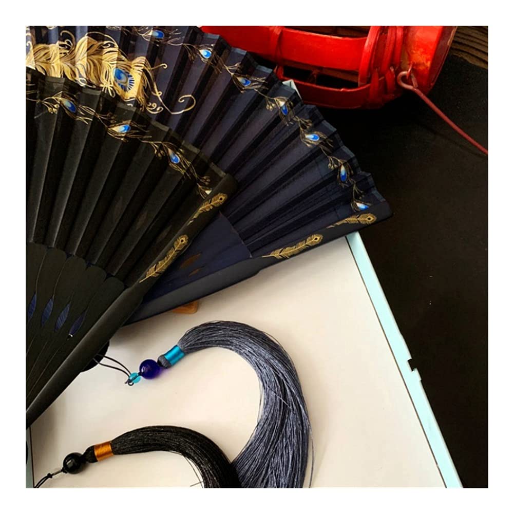 Folding Fan Chinese Classical Folding Fan Chinese Vintage Folding Bamboo Bronzing Fan Portable Handmade Chinese Hanfu Hand Fan Ventilador Fan (E)