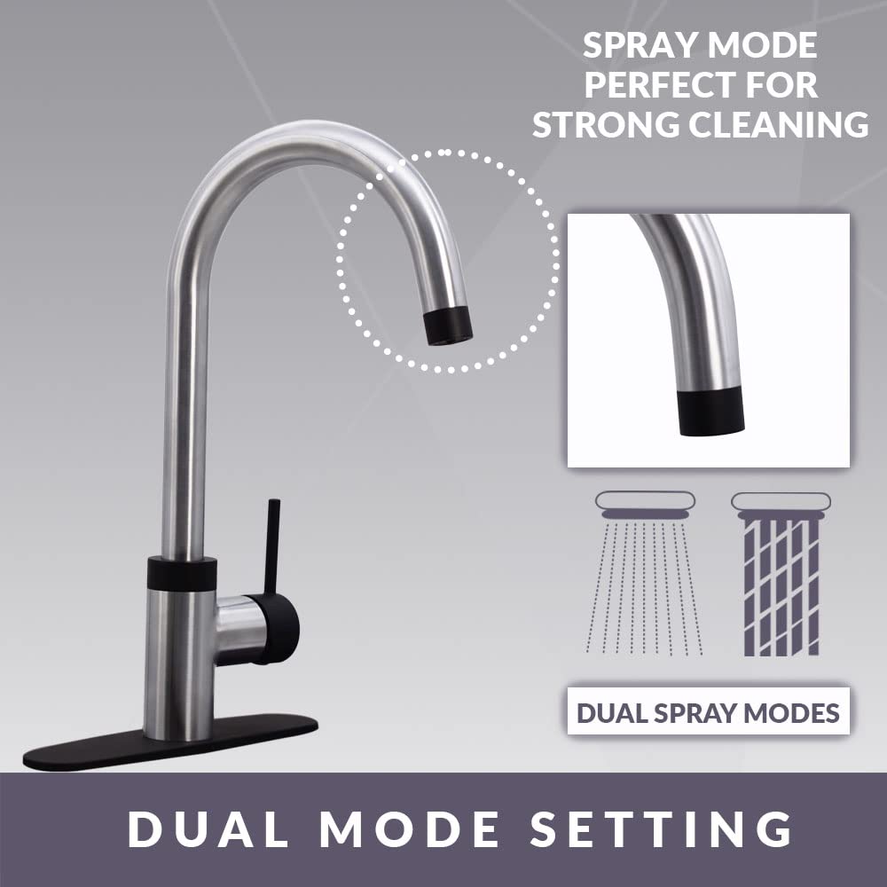 Westbrass KH31B-62 HotMaster 3 in 1 Single Handle Dual Waterway Kitchen Faucet Only, Matte Black