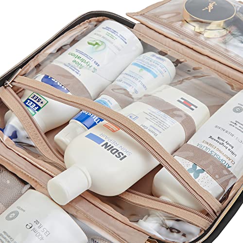 NISHEL Travel Toiletry Bag for Women Large Capacity, Travel Essentials Organizer, Hanging Makeup Case for Accessories, Cosmetics, Toiletries, Black