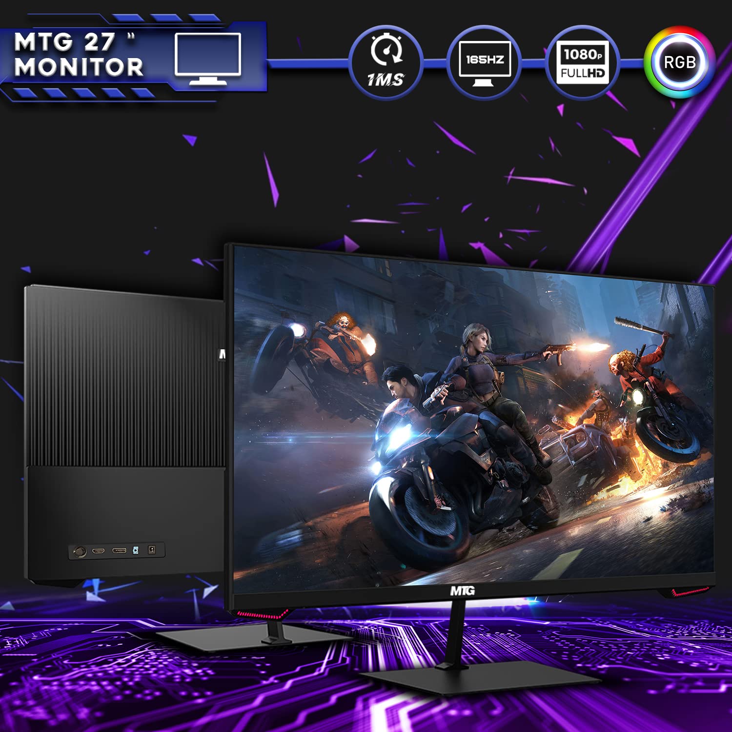 Gaming Desktop PC, Intel i7 6th Gen, TechMagnet Zeus Pro 6, GT 1030, 16GB ARGB RAM, 1TB SSD + 4TB HDD, 27 Inch 165hz Monitor, RGB Keyboard Mouse Speaker Headphone, Webcam, Win 10 Pro (Renewed)