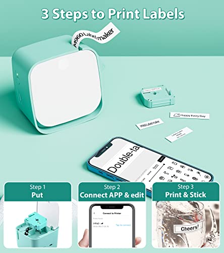 Vixic M960 Label Makers - Bluetooth Mini Label Maker Machine with Tape - Portable Handheld Label Printer,Easy to Use Smartphone Labeler for Home School Small Business Office Organizing, Rechargeable