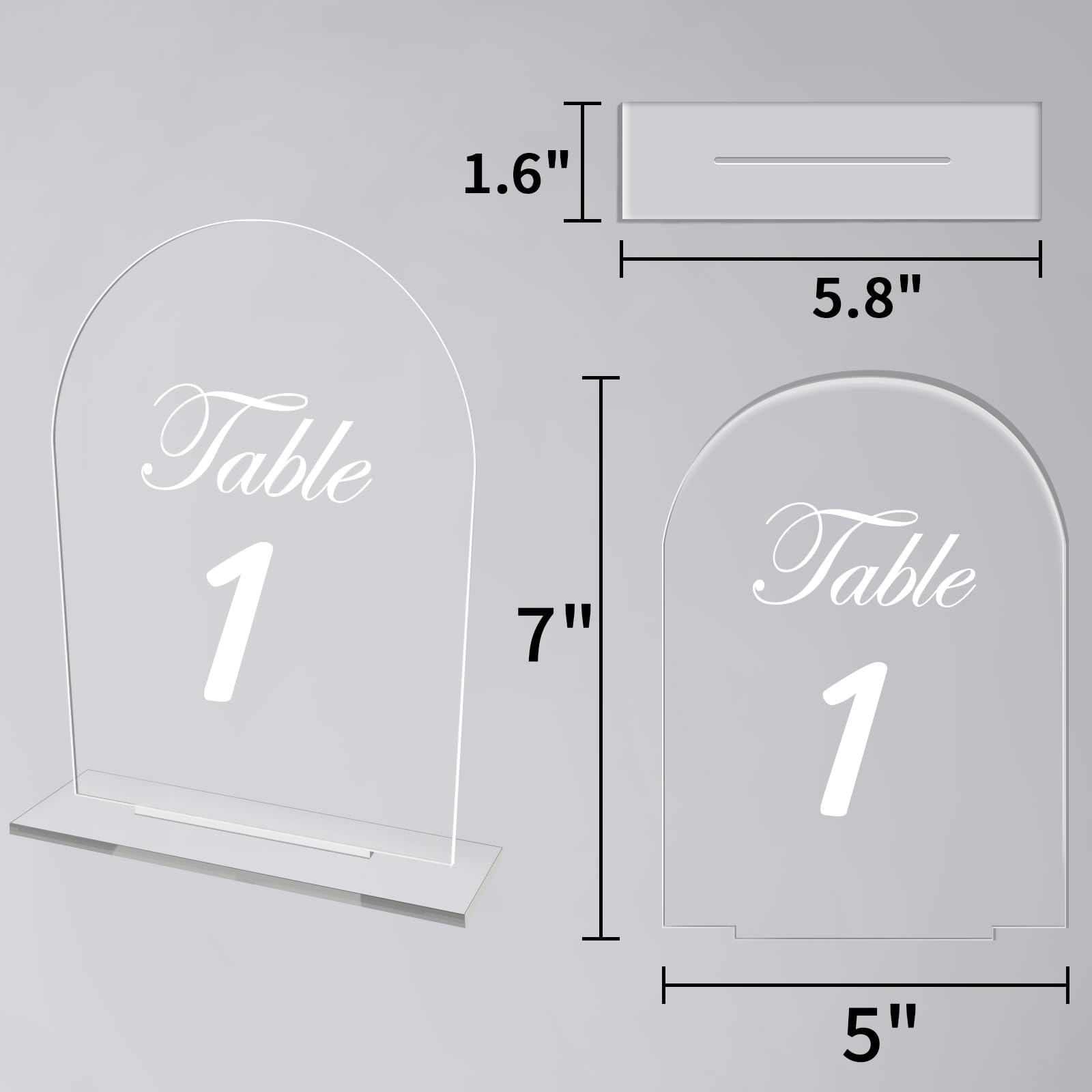 OUTNEE Wedding Table Numbers 1-20 - 5x7 Clear Acrylic Table Numbers for Wedding Reception, Arch Table Number Signs with Holders Stands for Party Centerpiece Event Restaurant Seating Chart