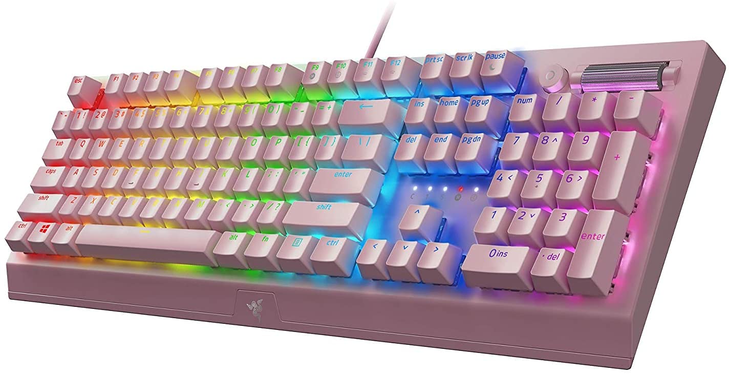 Razer BlackWidow V3 Mechanical Gaming Keyboard: Green Mechanical Switches - Tactile & Clicky - Chroma RGB Lighting - Compact Form Factor - Programmable Macro Functionality - Quartz