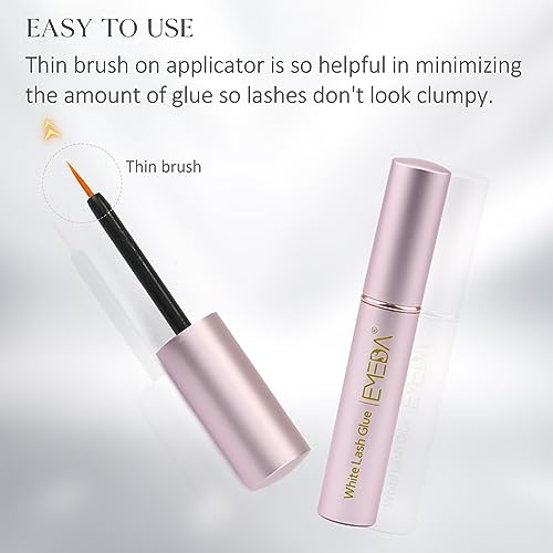 EMEDA Eyelash Glue for False Lashes Super Strong Hold Long Lasting 24H Waterproof Latex Free Best Lash Glue Eyes Strip White Clear Lash Adhesive 5ml 0.17oz