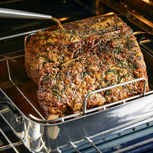 KitchenAid 5-Ply Clad Roasting Pan/Roaster with Removable Rack, 15 Inch x 11.5 Inch, Polished Stainless Steel