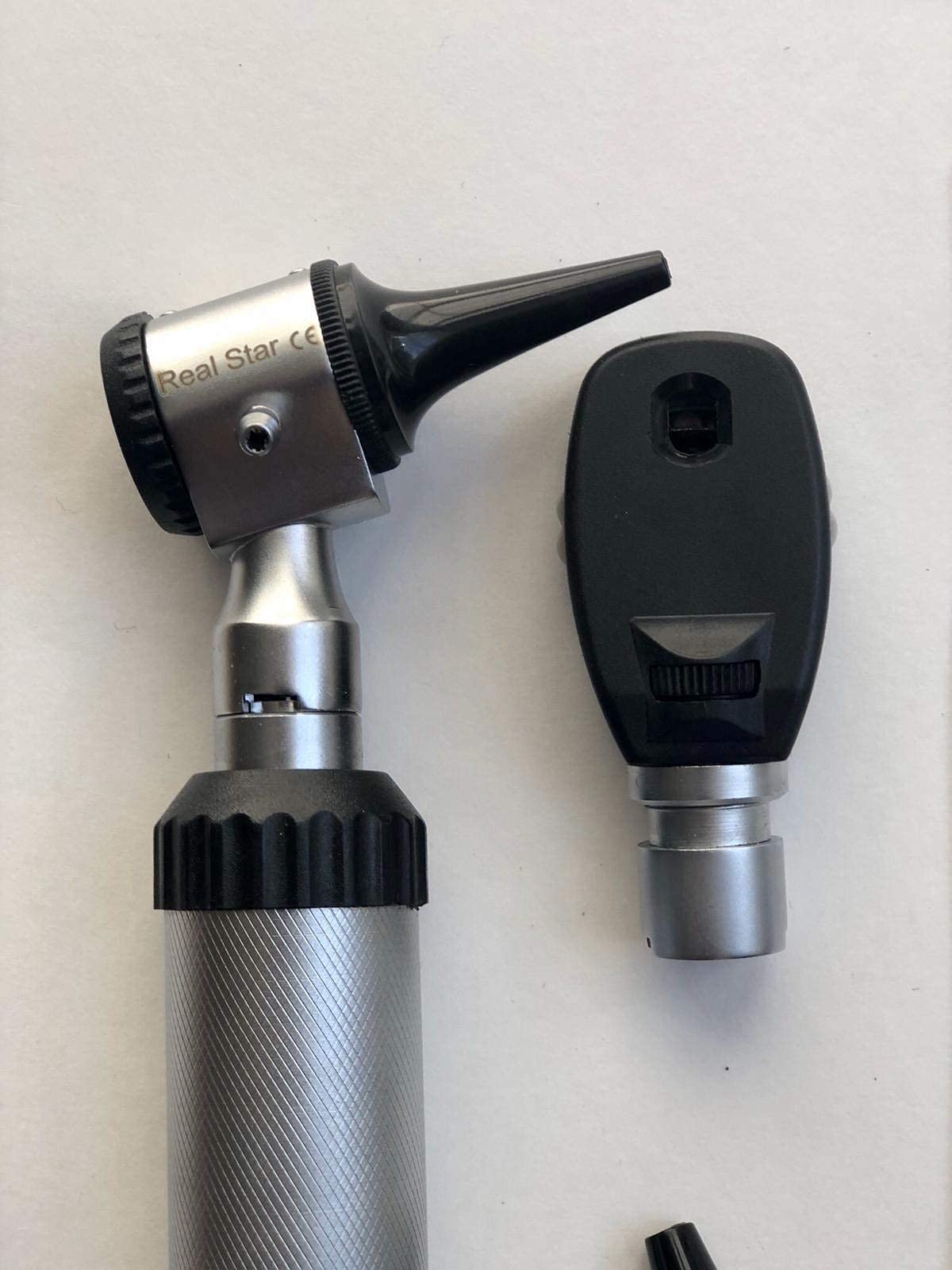 Real-Star Simaeco Otoscope, ophthalmoscope 2 in 1 stainless-steel handle for Both Adults and Pediatric. Batteries are not Included.