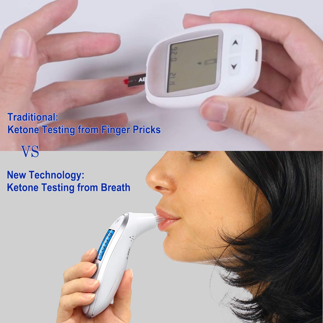 Ketone Breath Analyzer Portable Ketosis Breath Tester - Accurate Ketosis Breath Meter with 10 Replaceable Mouthpieces