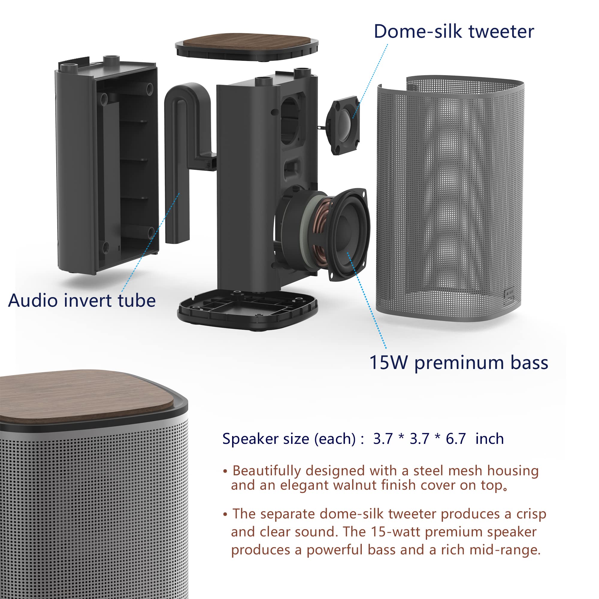 KEiiD Bluetooth Computer Speakers for Desktop Laptop PC Stereo Speaker for Gaming Wireless Home/Office Audio System, Touch Pad Control, 4 EQ Options