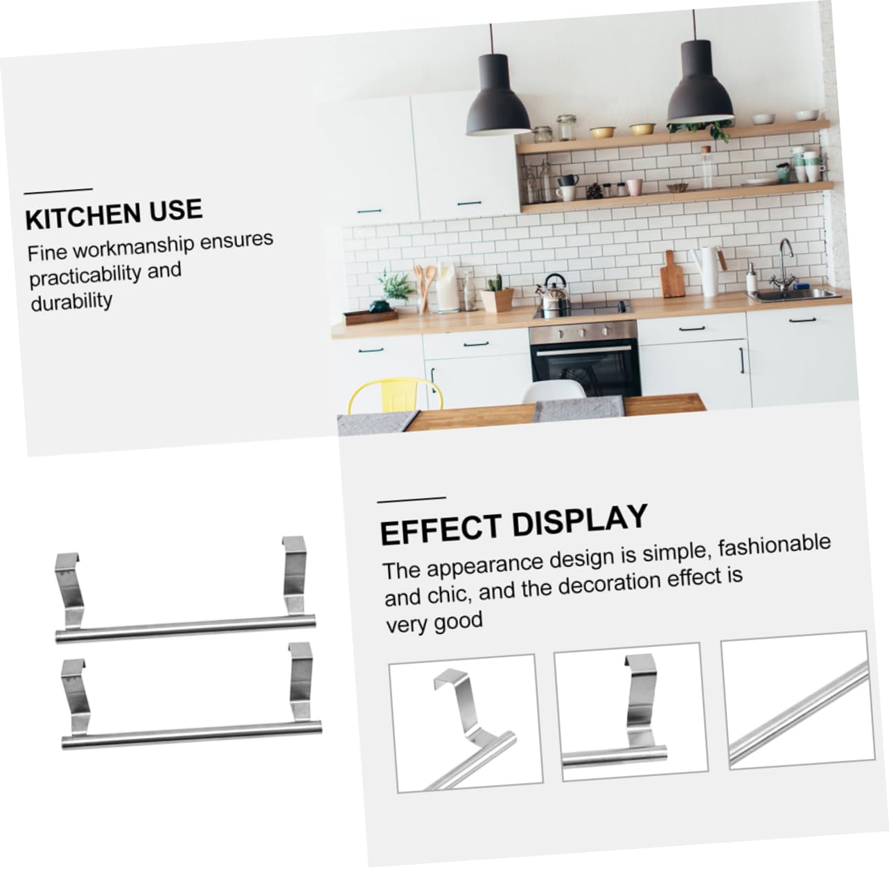 KONTONTY 2Pcs Over The Door Towel Holder Versatile Towel Hanging Bar for Kitchen and Bathroom for Dish Towels Tea Towels and Hand Towels Easy Installation Design