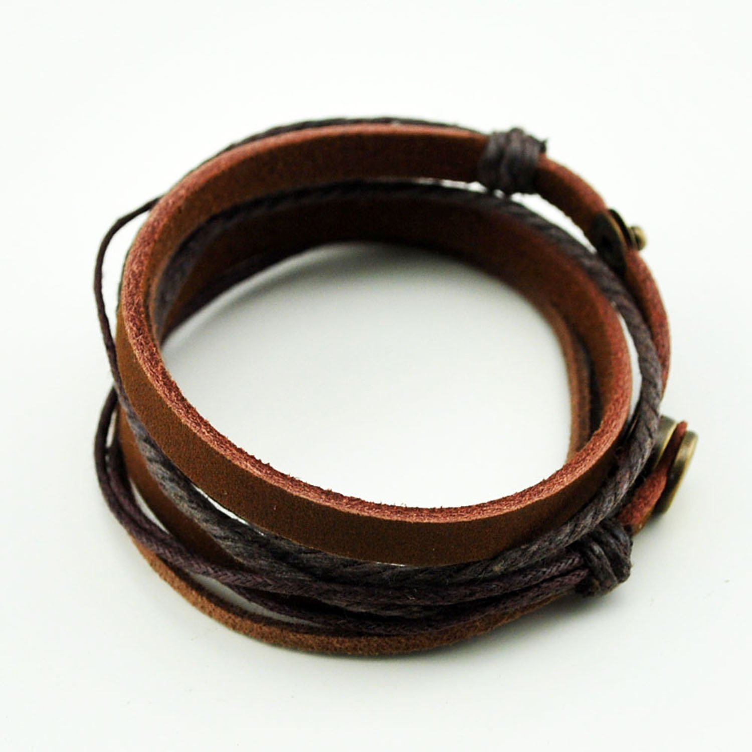 FRD.2Y Genuine Leather Bracelet for Women & Men,Unisex Multilayer Leather Adjustable Bracelet Cuff Wrap Multicolor Rope Wristband