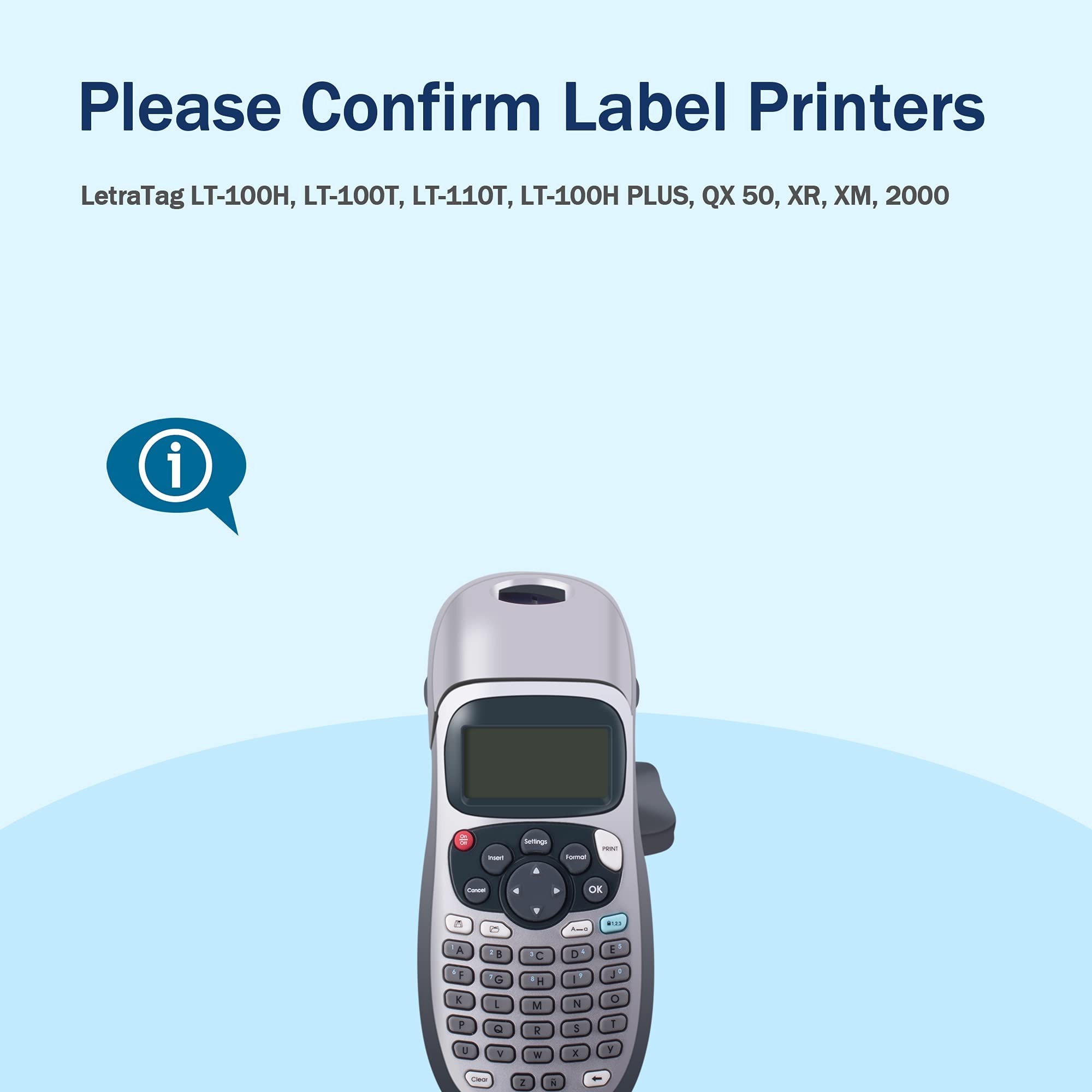 ISTAR Compatible Label Tape Replacement for Dymo Letratag Labeling Refills 91331 (S0721660) to use with Label Maker LT-100T LT-100H LT-110T, 0.47 Inch (12mm) x 13 Feet (4m), Black on Clear, 6-Pack