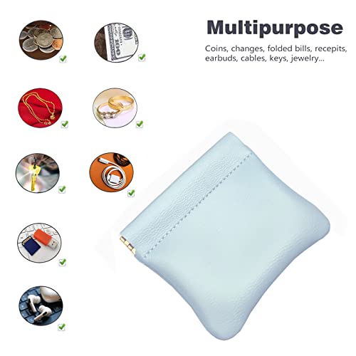 VOFOON [Upgrade] Leather Mini Squeeze Coin Purse, Small Jewelry Pouch Leather Travel Bag Coin Holder For Men/Women 2/4 Pack