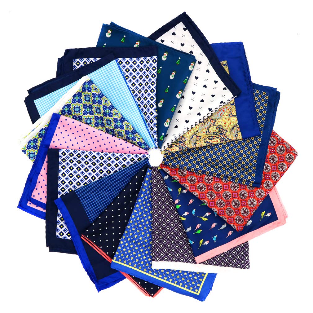 GOADAFOO 15Packs Men's Pocket Squares 12.5In Large Silky Floral Pocket Square For Men Handkerchiefs Set Assorted Boxed