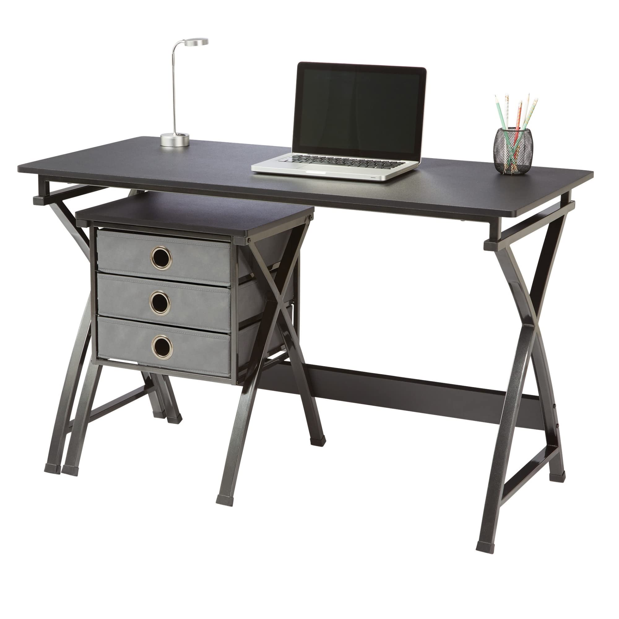 RealspaceĀ® X-Cross 48"W Computer Desk With File Cabinet, Black