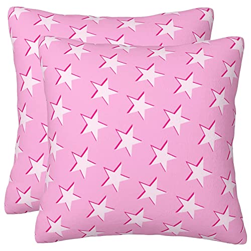 Pecfamly Pink Decor for Bedroom - Girls Room Decor - Pink Pillow Covers - Girls Bedroom Decor - Y2K Room Decor - Bedroom Decor for Teen Girls - Cute Stuff for Teen Girls (18"X18", Set of 2)
