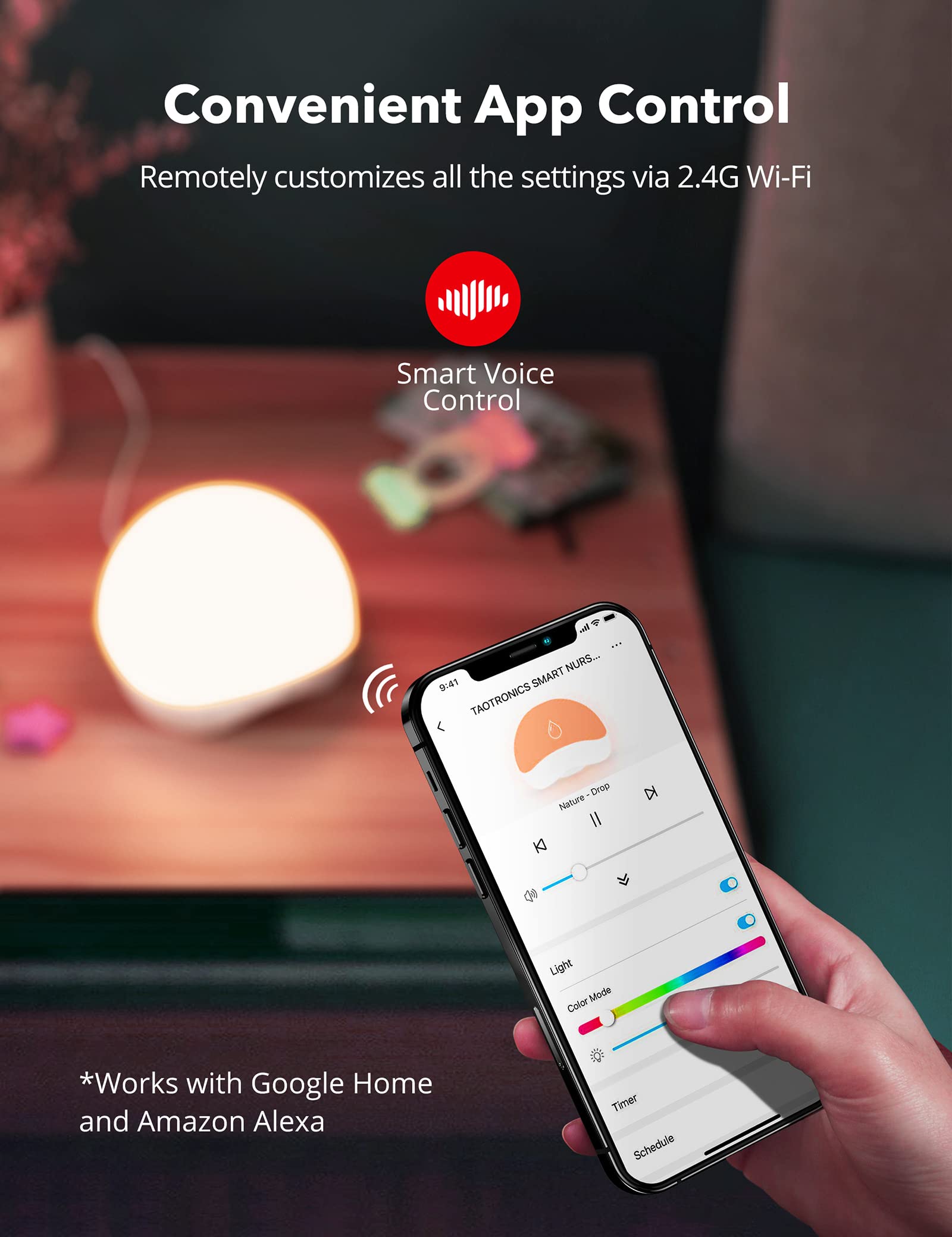 White Noise Sound Machine, Sound Machine with Warm Night Light, 25 Soothing Sounds, APP & Voice Control, Auto-Off Timer, White Noise Maker for Sleeping Baby Adults Kids, Gift for Father's Day