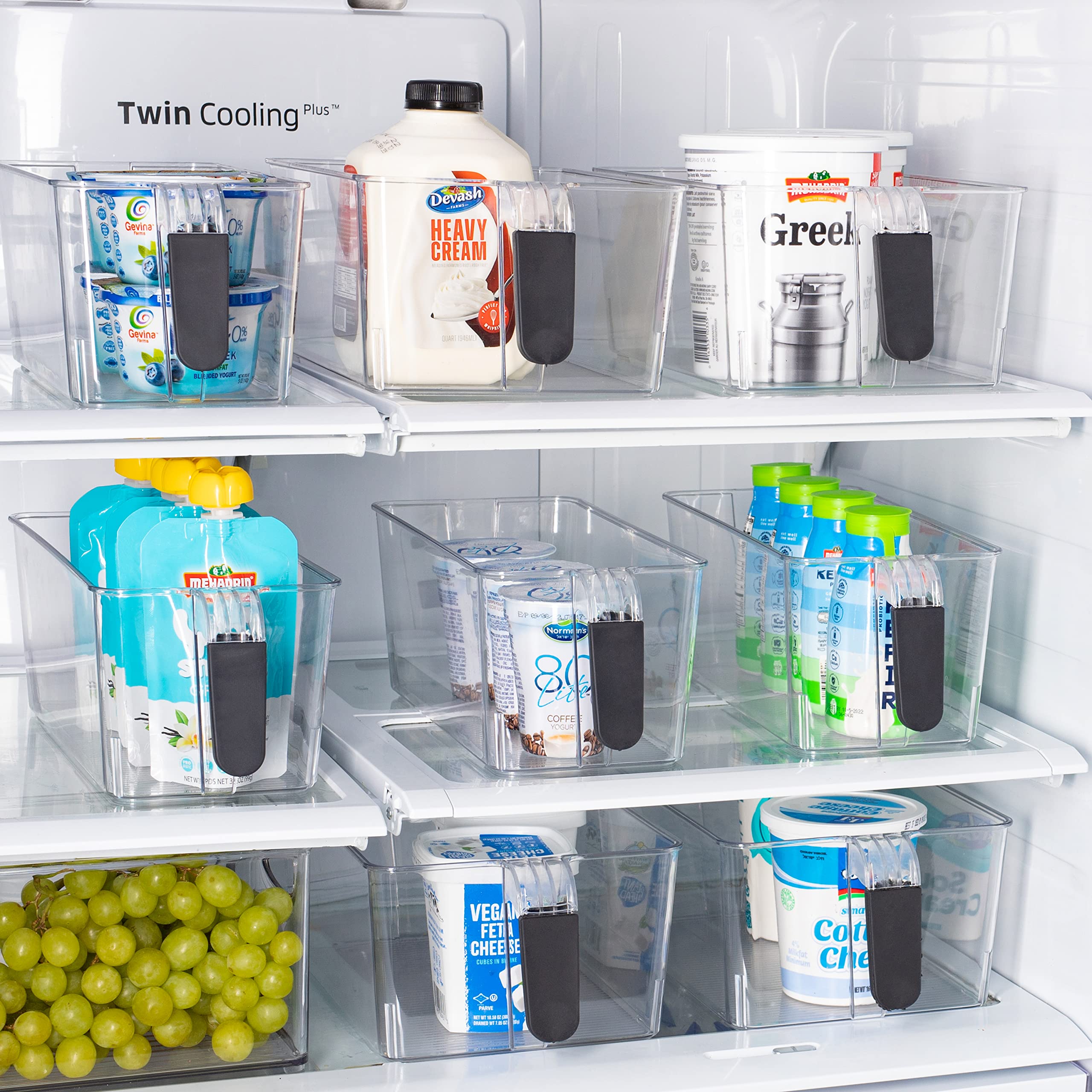 Ice Cube Tray + Ice Scoop For Freezer | Ice Bin & Flexible Scoop | BPA Free, Food Safe Ice Bucket | Clear Plastic Storage Bin, Laundry Detergent Holder, Freezer and Refrigerator Organizer Bin