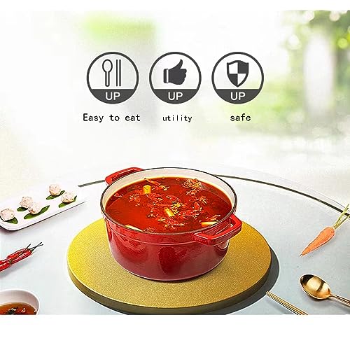 DOUKI Large Lazy Susan Turntable For Dining Table 24inch, Lazy Susan Tempered Glass Heavy Duty Turntable, Tabletop Rotating Serving Tray (Color : Gold, Size : 30inch(80cm))
