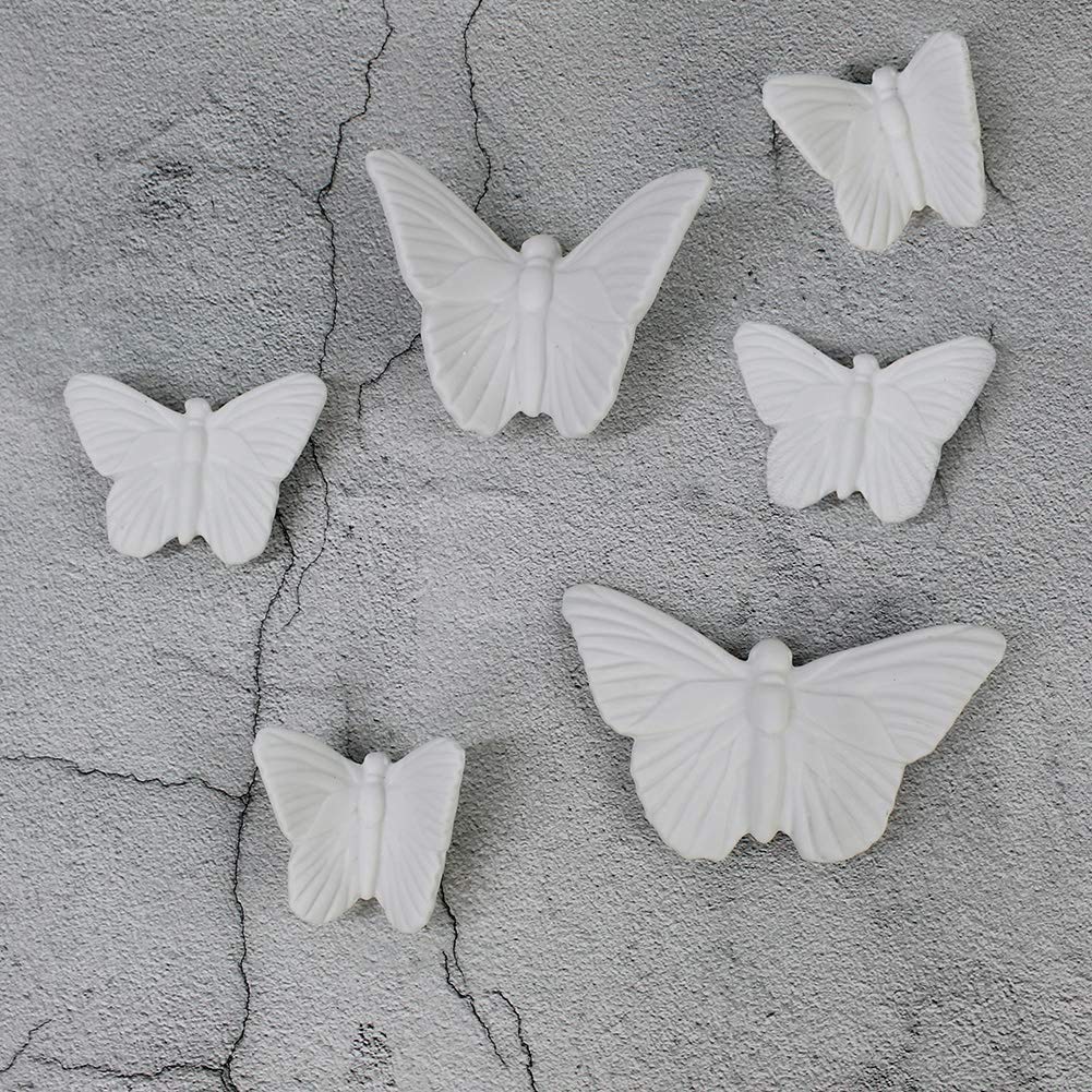 Dorlotou Ceramic Butterfly White Wall Decor Hanging Gift for Home Livingroom Garden Wall Sculptures,One Pair Small