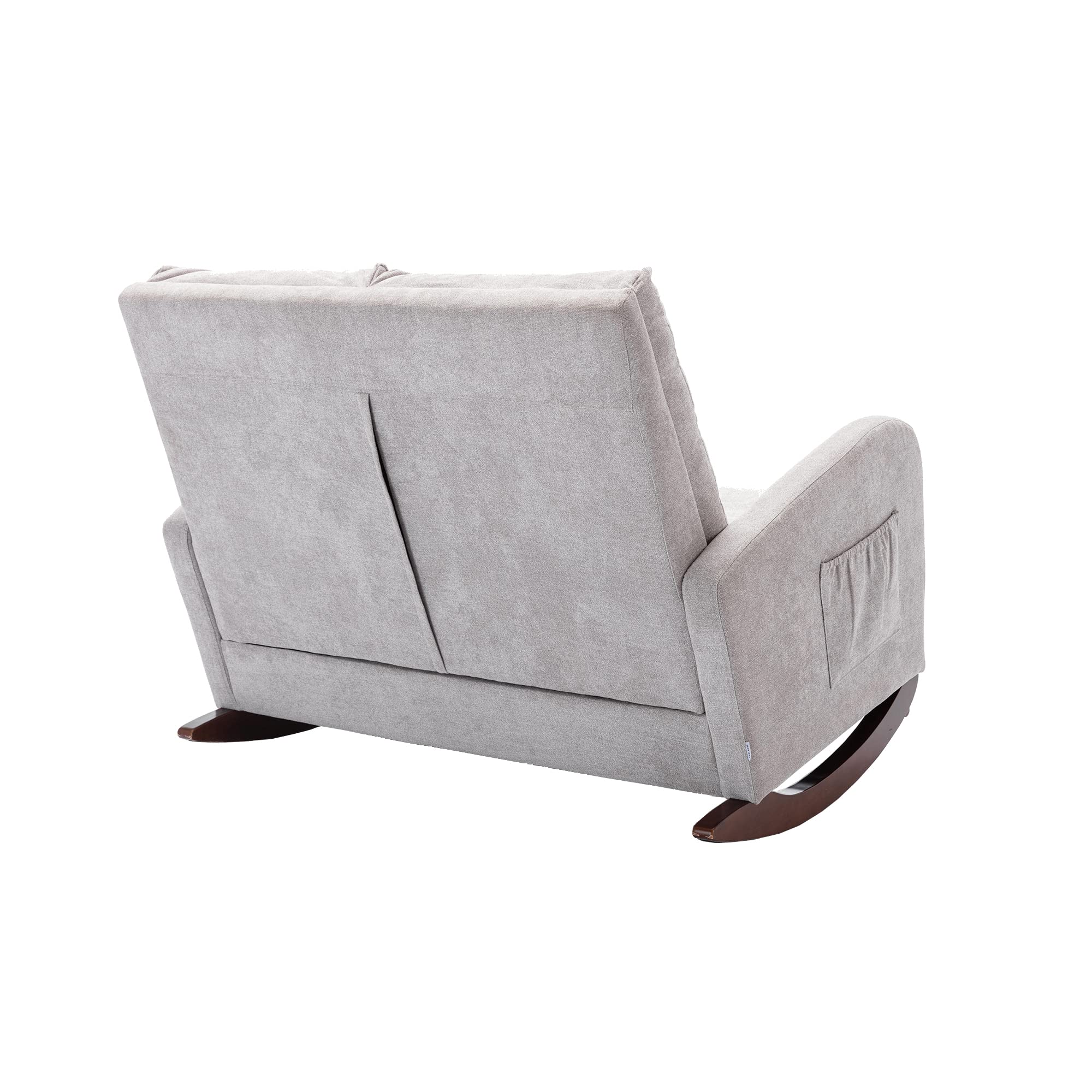 LUMISOL Modern Upholstered Double Rocking Chair, Nursery Rocking Loveseat with Tufted Backrest and Storage Pockets, Glider Rocker Chair for Bedroom, Living Room (Light Grey)