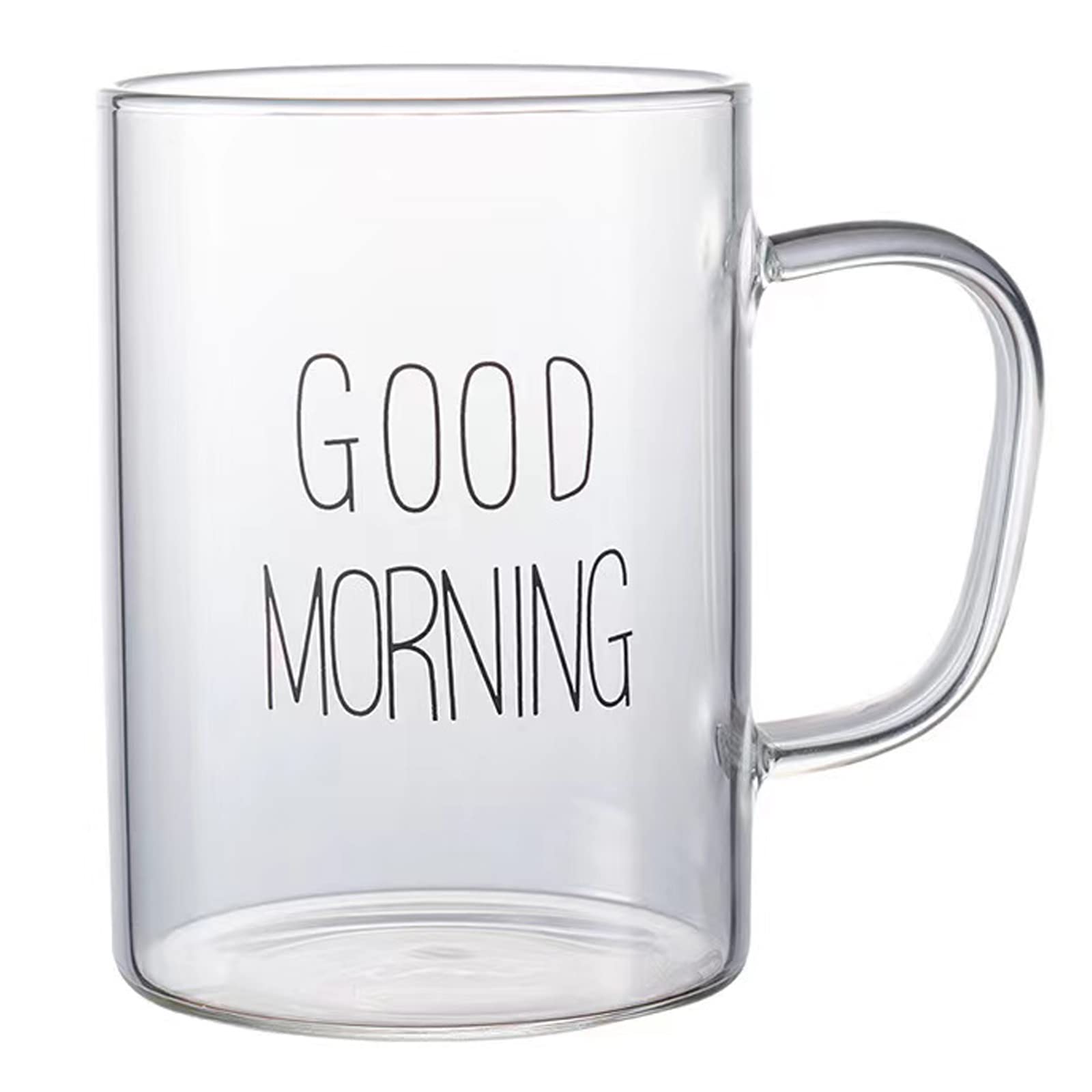 HOMEYES 460 ML 15.5 OZ Good Morning Clear Glass Cup For Coffee/Beer/Milk/Tea/Water