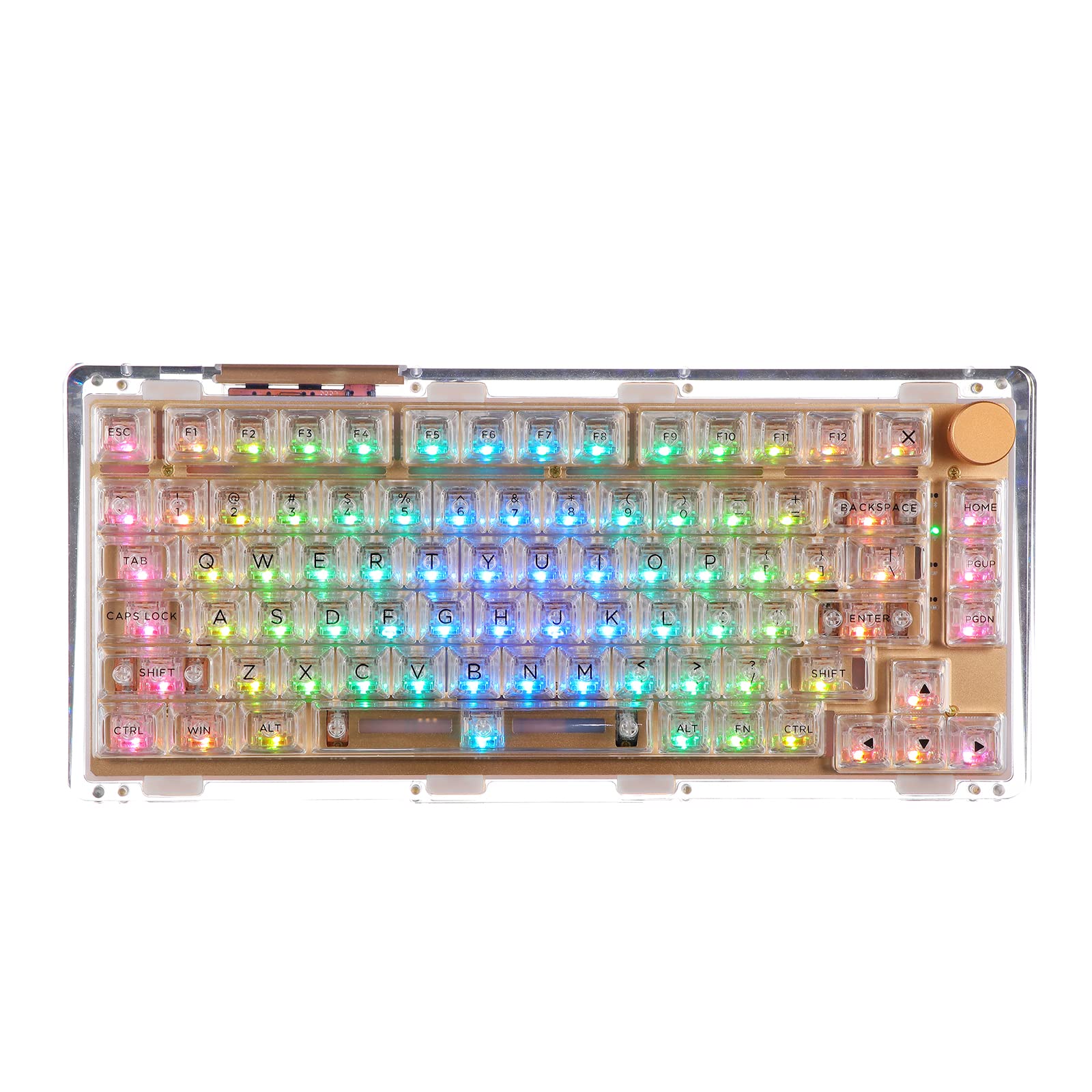 KiiBoom Phantom 81 75% Hot Swappable Gasket-Mounted Mechanical Keyboard, BT5.0/2.4GHz/USB-C Wired Wireless NKRO Gaming Keyboard with South-facing RGB, Clear Keycaps, 4000mAh Battery for Win/Mac