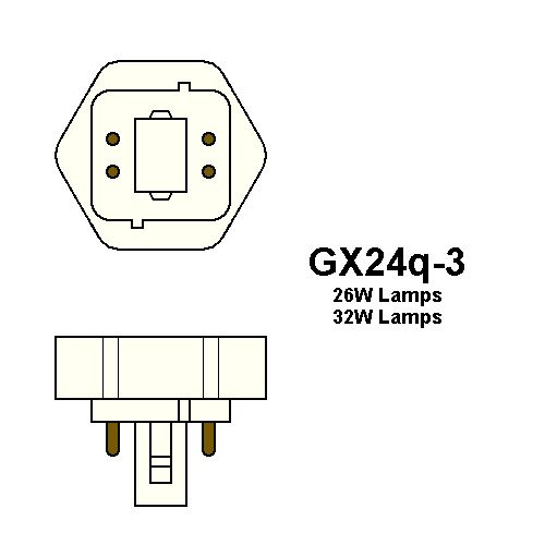 EiKO 05252 Model SP26/27-4P Compact Fluorescent Spiral Light Bulb, 26 Watts, GX24q-3 Base, T-4 Bulb, 4.72"/120mm MOL, 2.44"/62mm MOD, 1800 Approx Initial Lumens