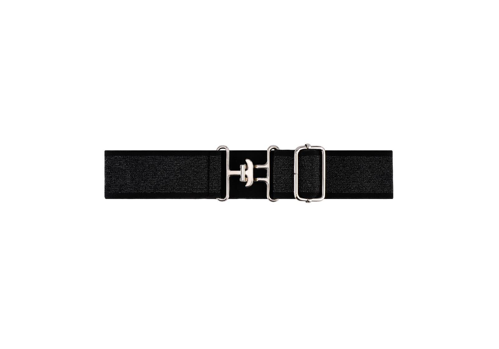FREE RIDE EQUESTRIAN Belts, Horseback Riding Belts for Women, Stretchable And Comfortable Waist Belt (Black Sparkle with Silver Surcingle)