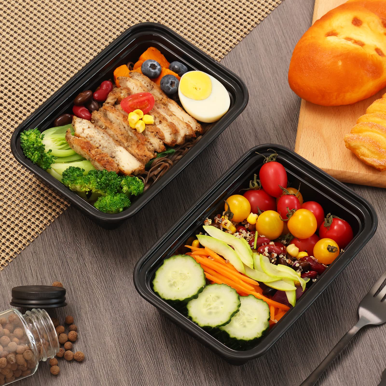 Moretoes 15 Pack Meal Prep Containers Reusable, Food Containers With Lids 24oz, 1 Compartment Food Storage Containers, Reusable Lunch Boxes Food Grade Bento Box, Microwave/Freezer/Dishwasher Safe