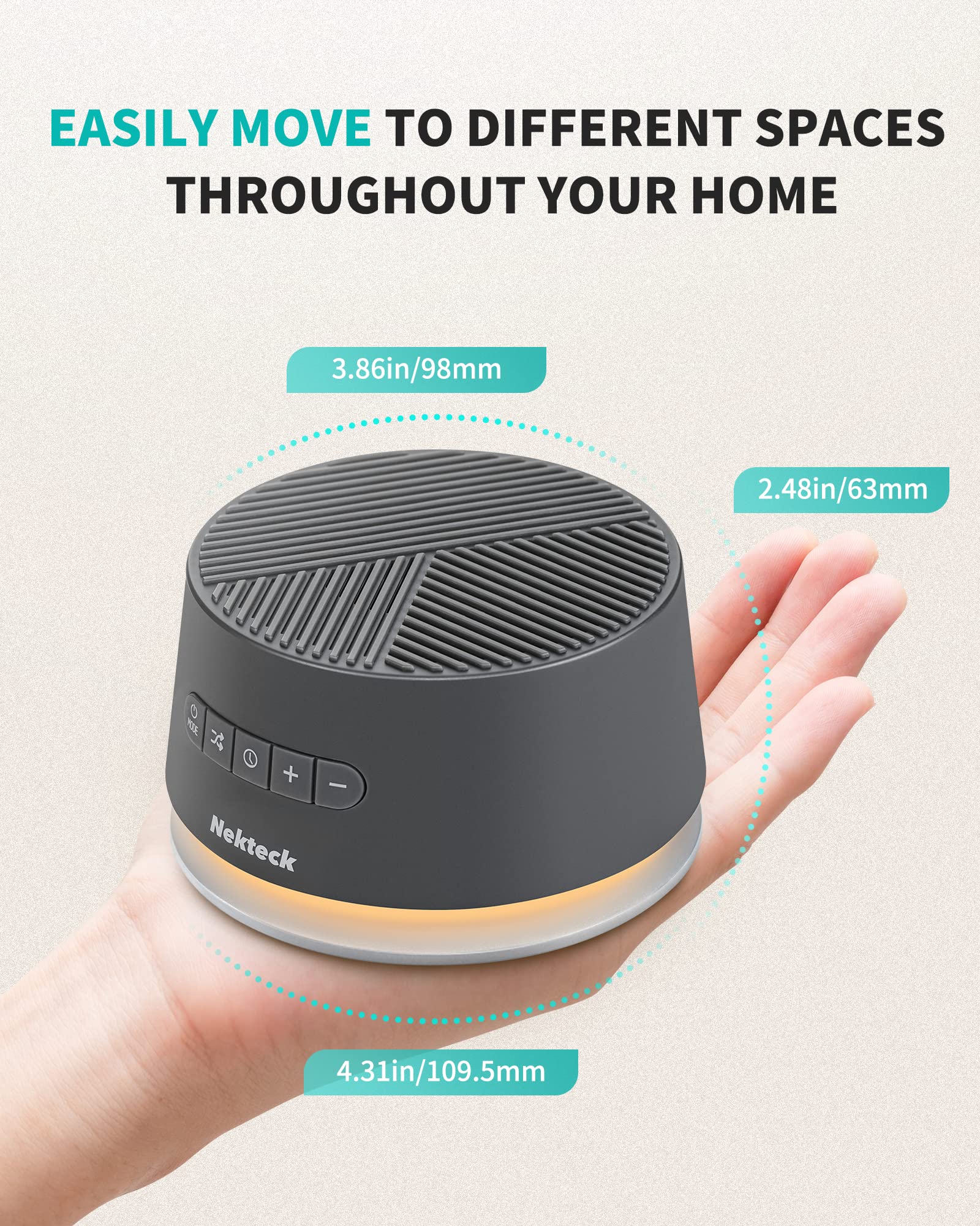 Nekteck White Noise Machine with 36 Soothing Sounds, for Sleeping and Relaxation, Night Light, Auto-Off Timer & Memory Function, Adjustable Volume for Baby, Kids, and Adults