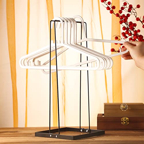 Metal Hanger Storage Organizer Clothes Hanger Holder Portable Hanger Organizer Stacker Sturdy Hanger Storage Rack Coat Clothes Stand Hanger Kids Adult Hanger Caddy for Closet Laundry Room (Black)