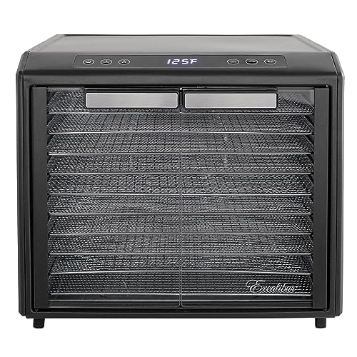 Excalibur Electric Food Dehydrator Select Series 10-Tray with Adjustable Temperature Control Includes Chrome Plated Drying Trays Stainless Steel Construction and Glass French Doors, 800-Watts, Black